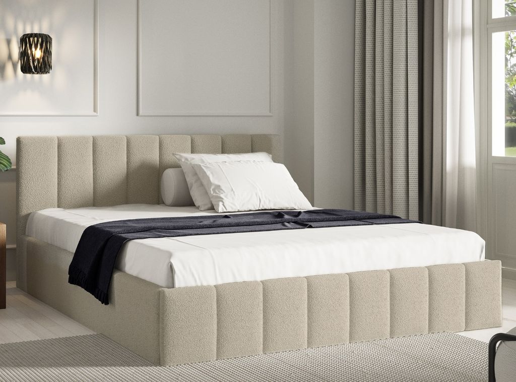 Čalouněná postel 120x200 béžová boucle postel | Kaufland.cz