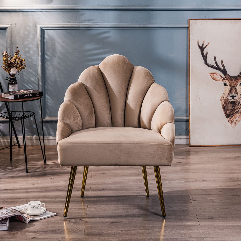 Polstersessel aus Metall und Samt Beige | Kaufland.de