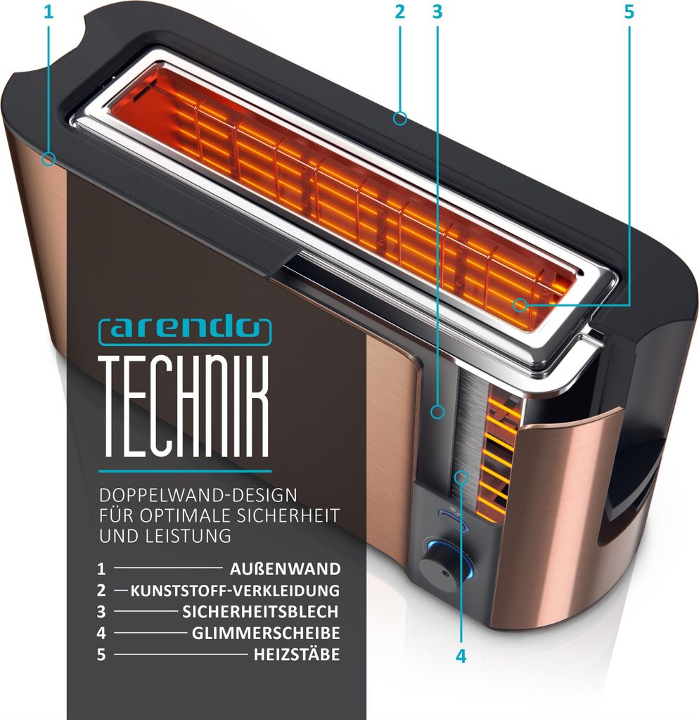 Arendo Toaster, 1 langer Schlitz, für 2 | Kaufland.de