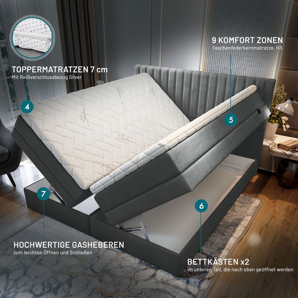 TRADA Adele Boxspringbett 160x200 Elektrisch | Kaufland.de