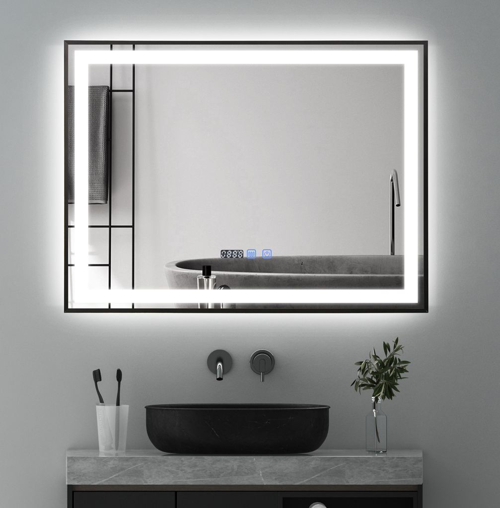 Puluomis Badspiegel 80x60 beschlagfrei mit 3 Farbe