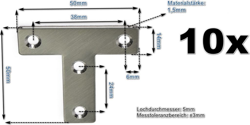 10x Edelstahl T-Verbinder 50x50x14mm | Kaufland.de