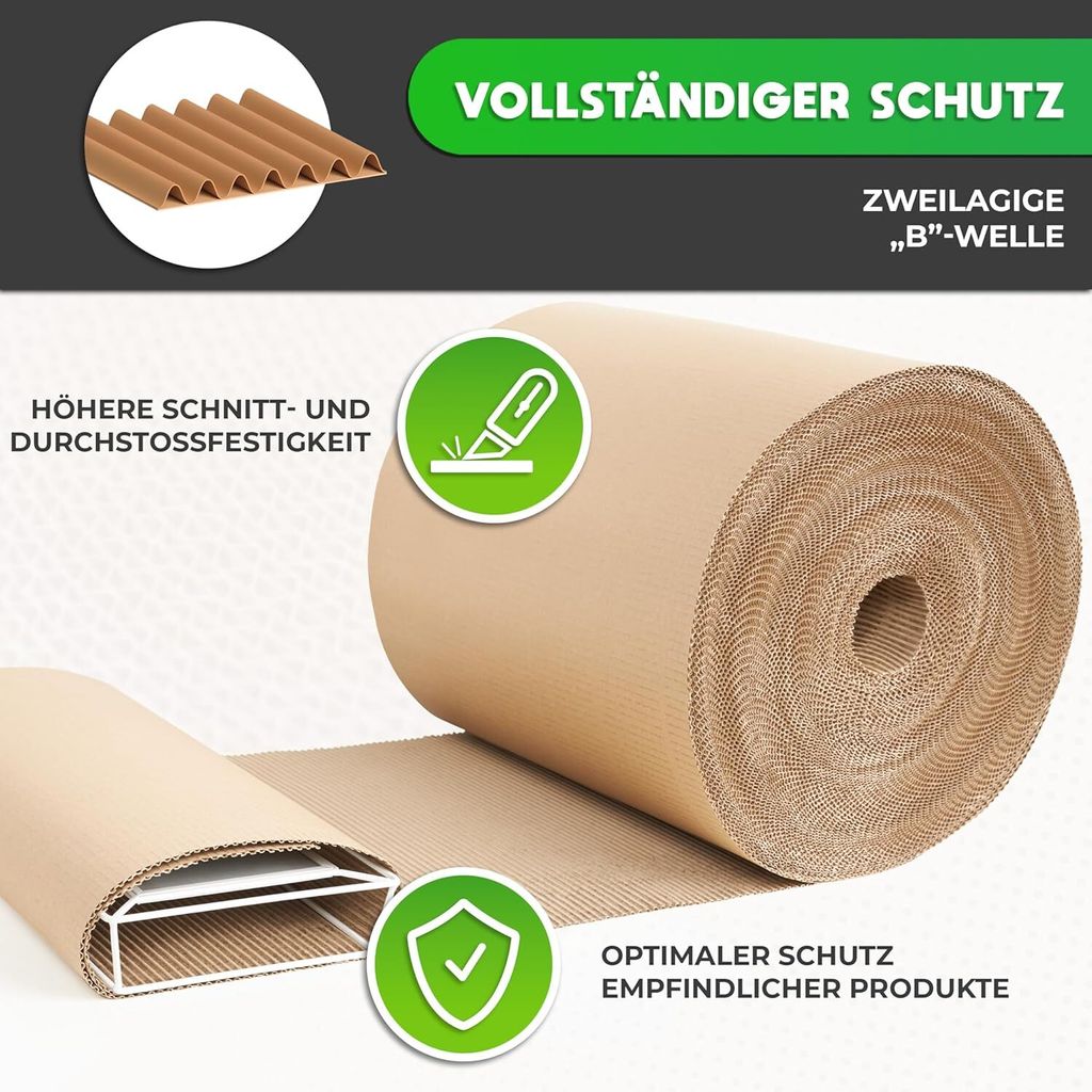V1 TRADE Wellpappe Rolle 40cm x 10m - 190g/m²