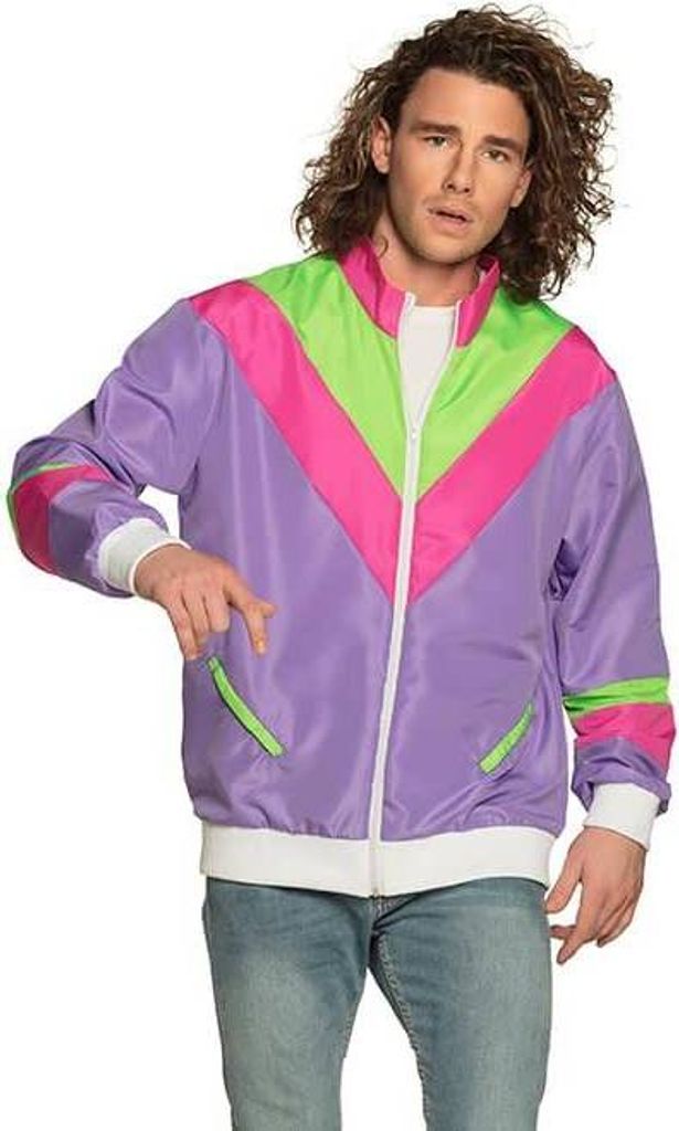 Giacca da jogging retrò anni '80 Bad Taste viola-verde-rosa