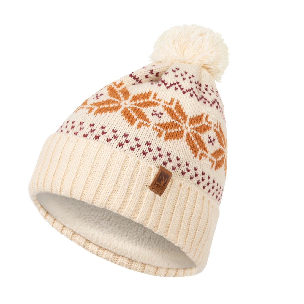 HEYO Norweger Mütze Damen Herren Winter Warm Beige-Braun