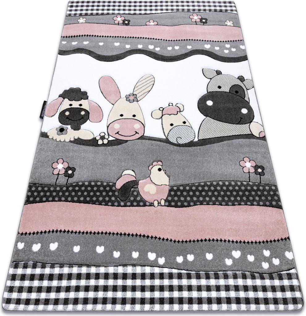 Kinderteppich PETIT FARM BAUERNHOF TIERE rosa | Kaufland.de