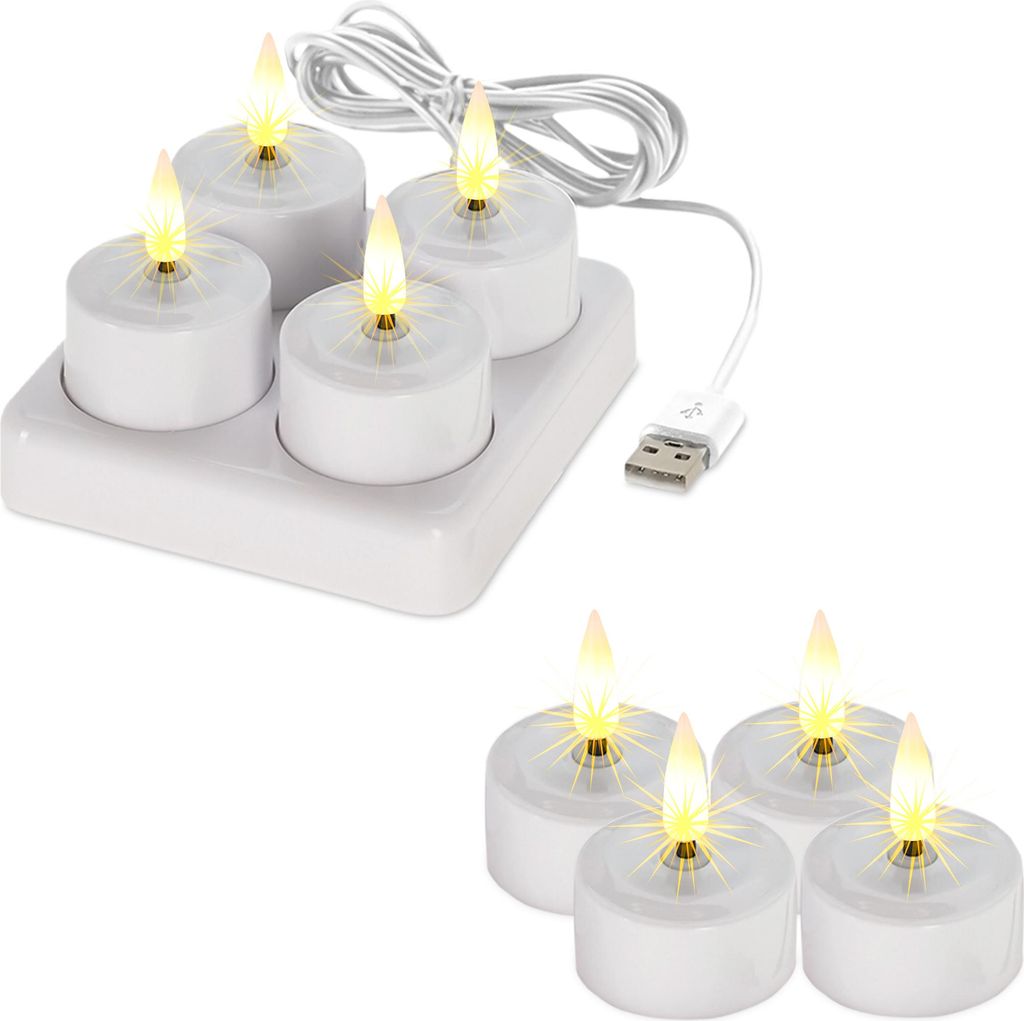 1.01 LED tea light set da 8 con stazione di ricarica - tea