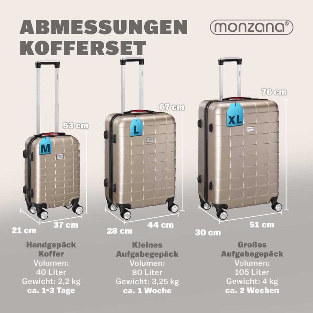 MONZANA® 3tlg. Kofferset Exopack TSA Schloss | Kaufland.de