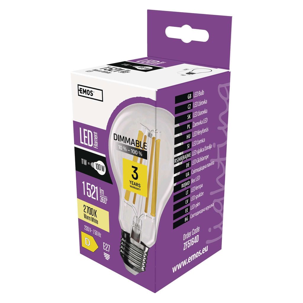 EMOS LED žiarovka Filament A60 / E27 / 11W | Kaufland.sk