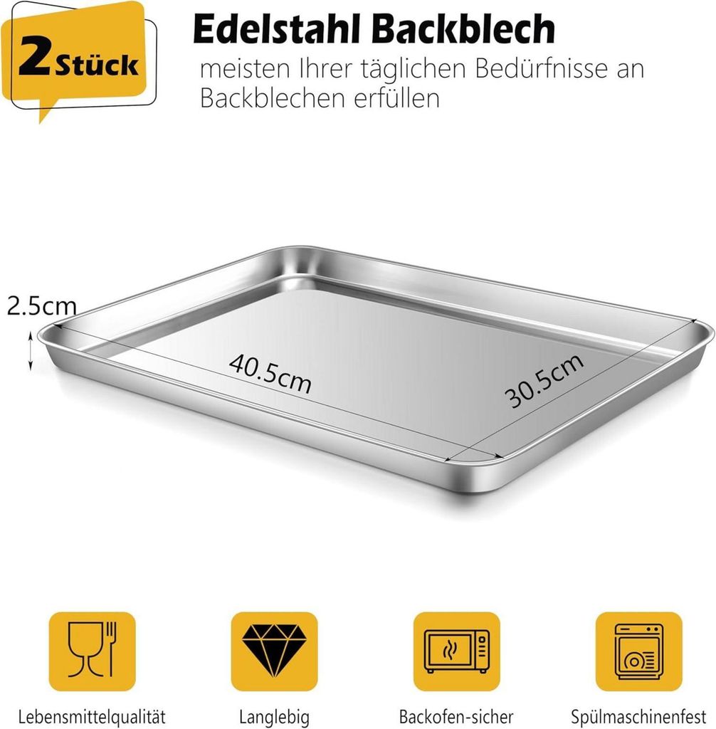 Backblech Edelstahl 2er Set 40.5x30.5x2.5cm - | Kaufland.de