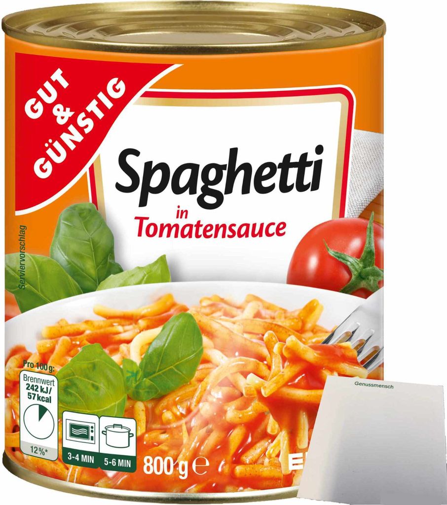 Gut & Günstig Spaghetti in Tomatensauce (800g Dose) + usy