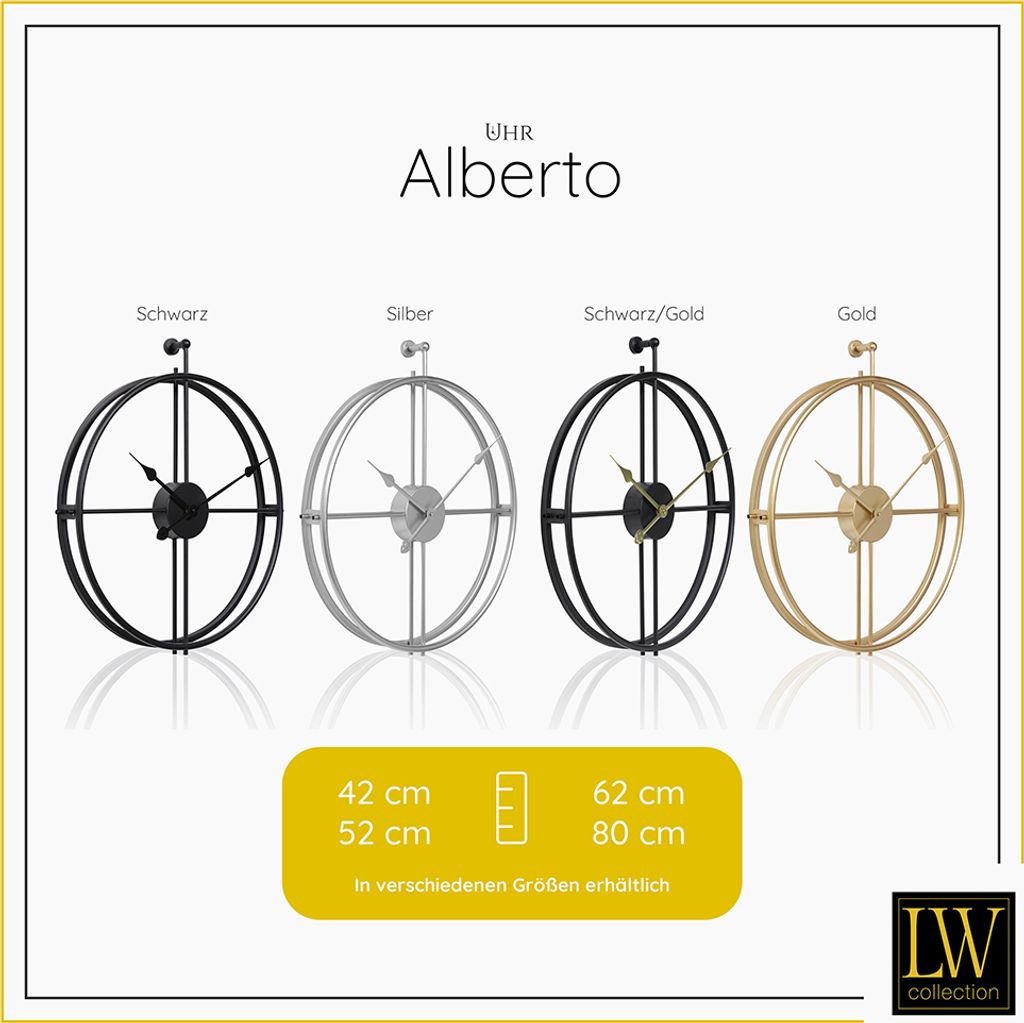 LW Collection Wanduhr Alberto silber 52cm - | Kaufland.de