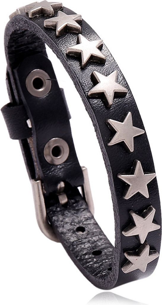 INF Lederarmband mit Sternen Schwarz Armbänder