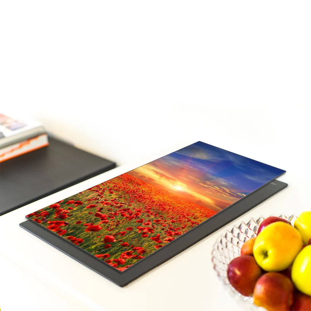 Offerta Piastra Coprifornelli 30x52 Vetro Temperato Papaveri
