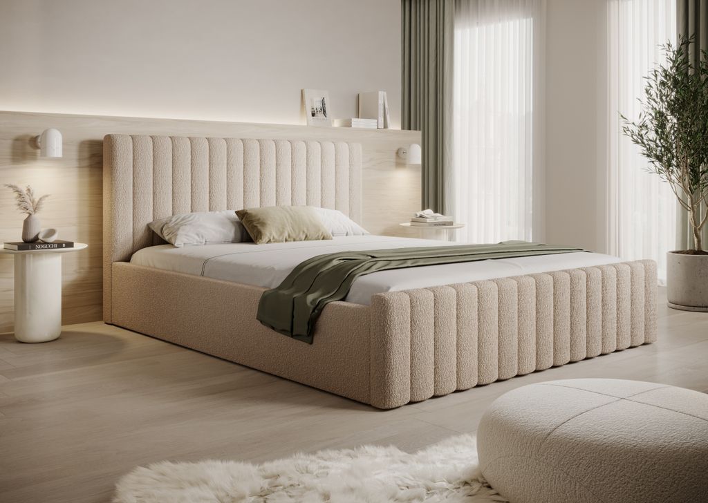 Čalouněná postel 180x200 Béžová látková | Kaufland.cz