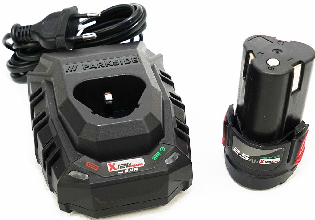 Parkside 12V 2,5Ah batéria PAPK 12 2,5 A1 + 12V 2,4A