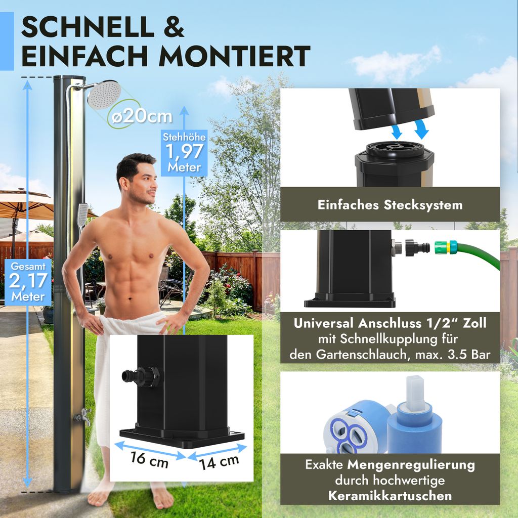 Záhradná sprcha 35l solárna sprcha s ručnou | Kaufland.sk