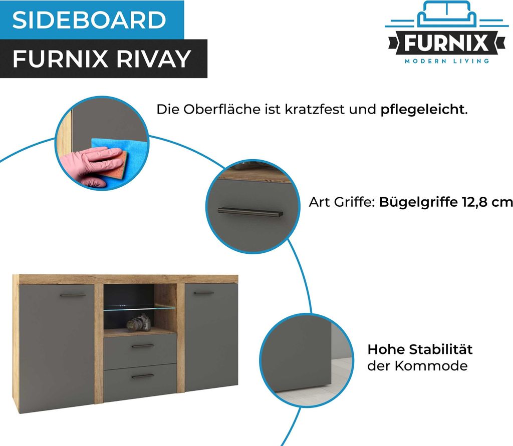 Furnix Kommode Alvor 2F2S 2-türige Anrichte | Kaufland.de