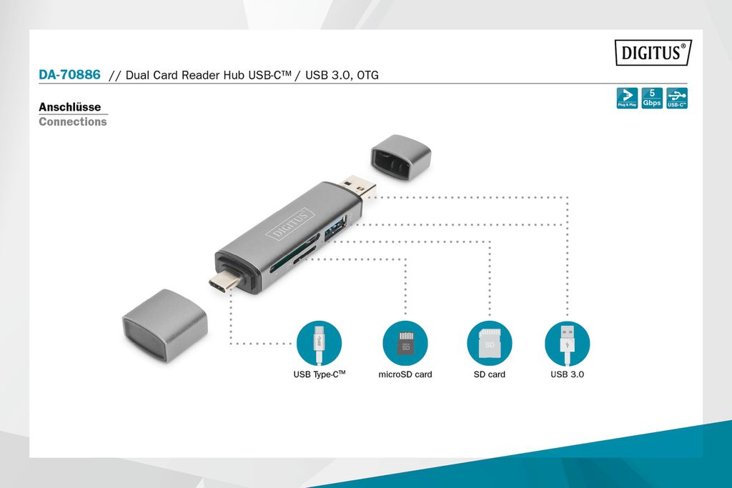 DIGITUS Dual Card Reader Hub USB-C / USB 3.0, | Kaufland.cz