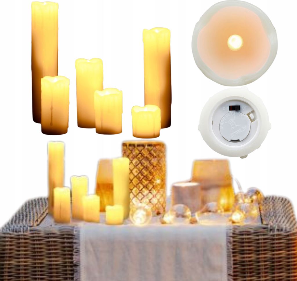 Set di 6 candele LED in cera d'api, Relaxdays, luce calda e
