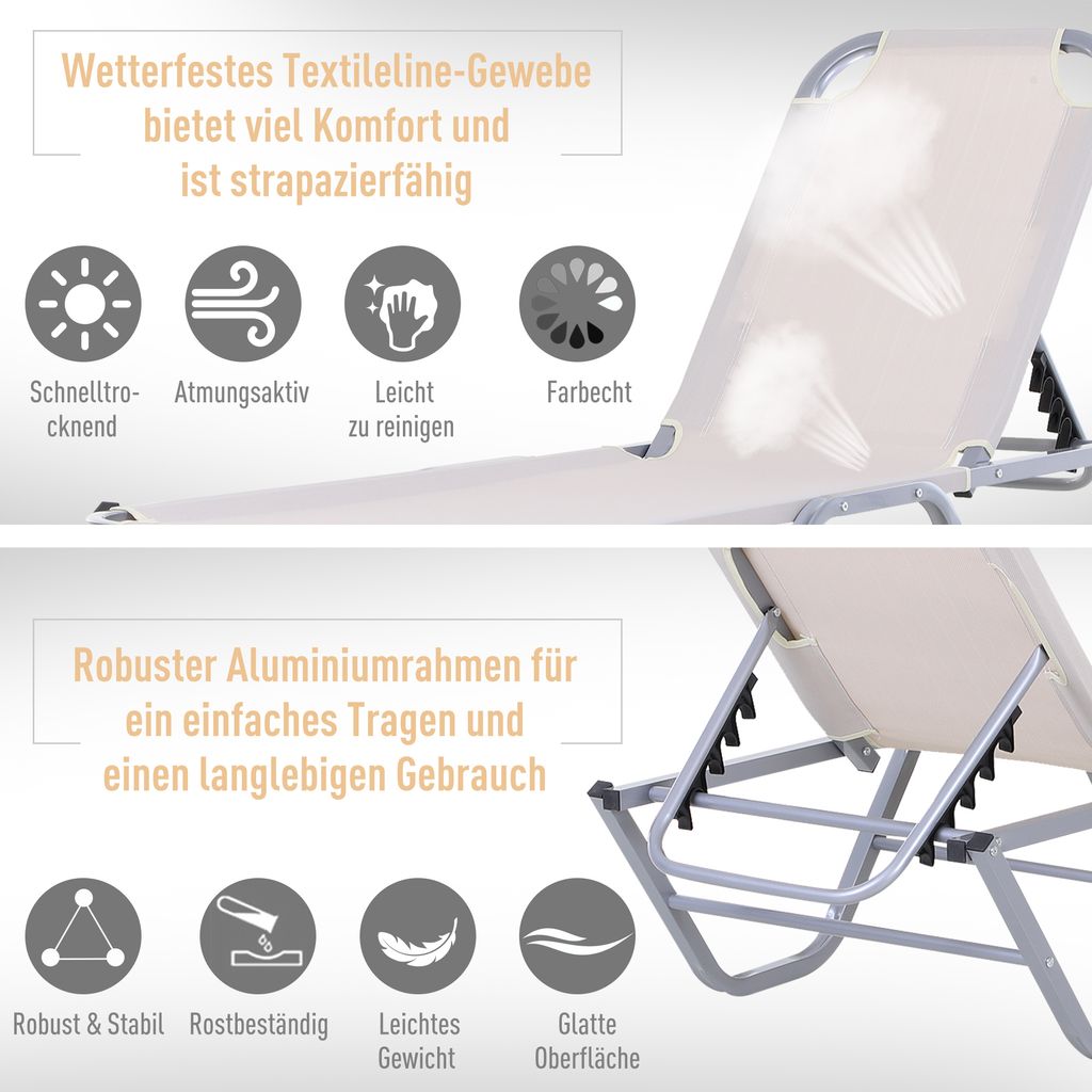Outsunny Lehátko Beach Lounger 5-stupňové | Kaufland.cz
