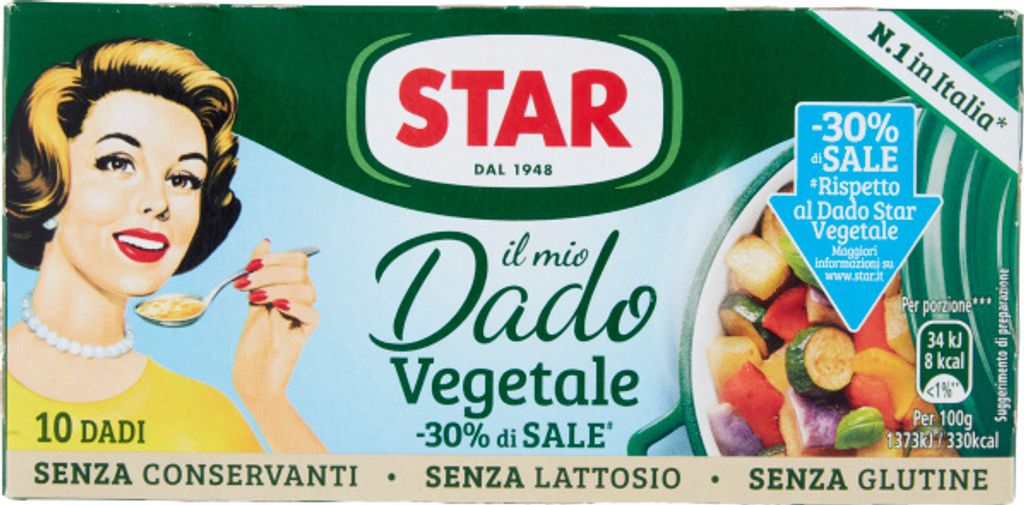 Dado per Brodo Vegetale Brühwürfel -30% di10x100g - Star