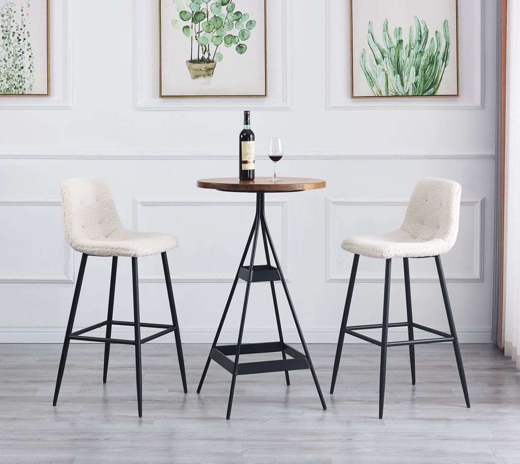 Barhocker (2er Set) aus Metall und Wolle Weiß | Kaufland.de