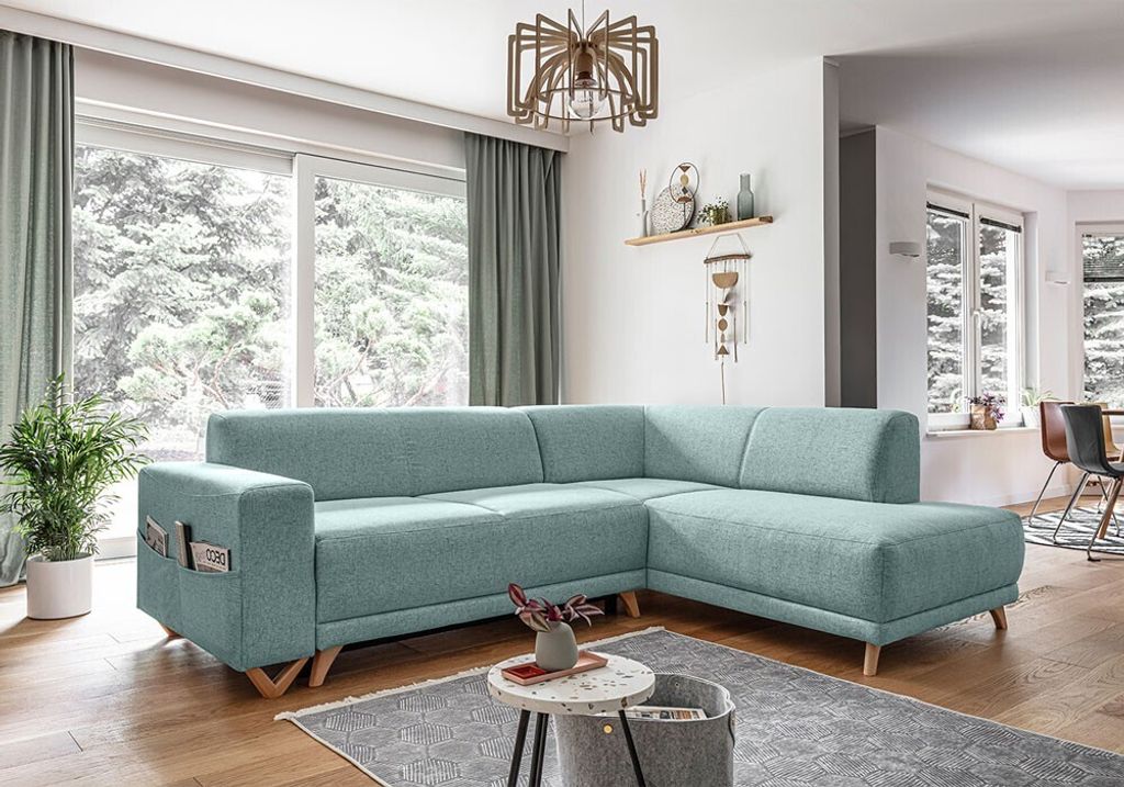Ecksofa Classy Sophie L Form mit Bettfunktion AU 22 Aqua Ausrichtung Rechts