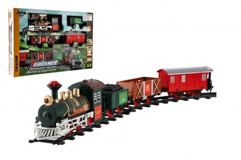 Train + 3 wagons avec rails 8 pièces avec son avec lumière