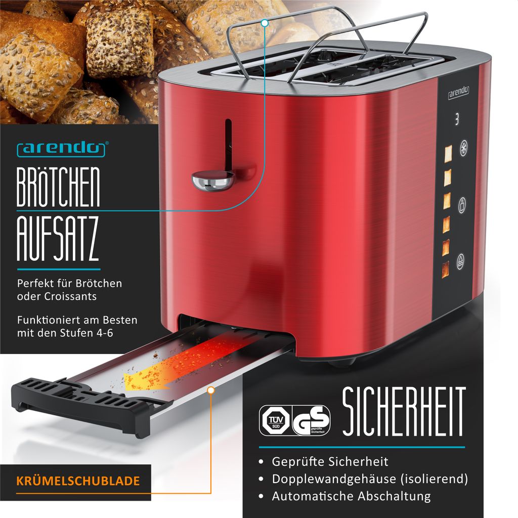 Arendo Toaster 2 Scheiben, Edelstahl, 800W, | Kaufland.de