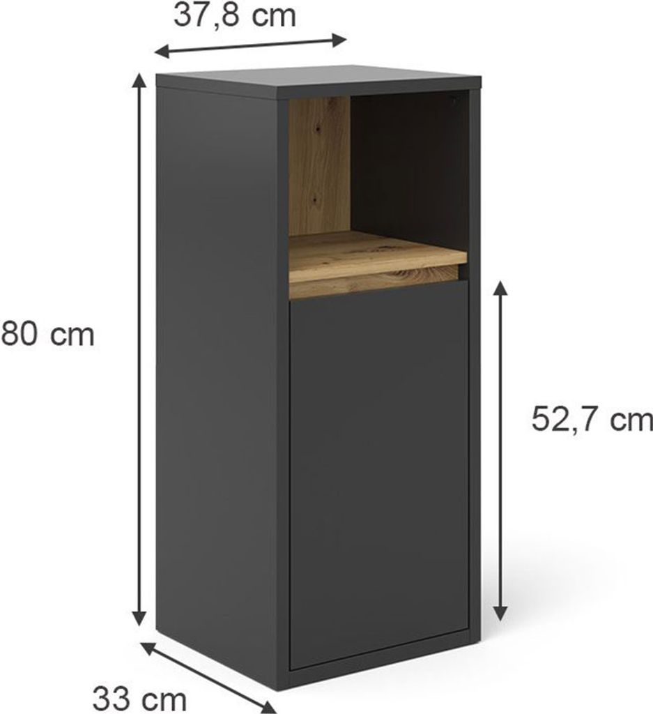 Vicco Viola, 37.8 x 80 cm, Anthracite/Oak | Kaufland.sk