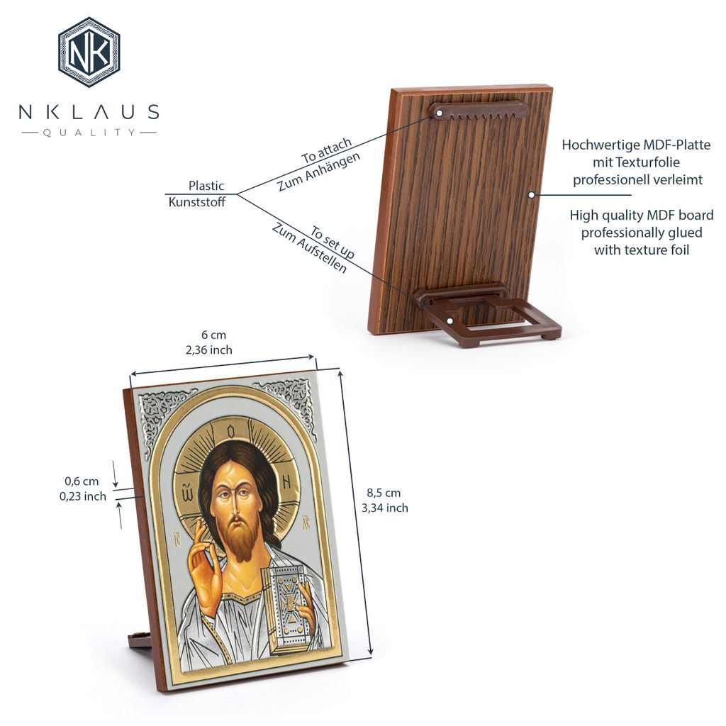 NKlaus Ikone Jesus Christus Holz 6x8,5cm | Kaufland.de