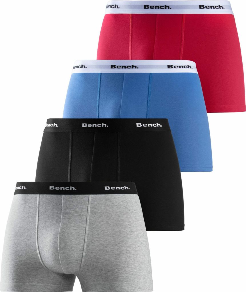 Bench Boxer 4 er-Pack royalblau, grau-meliert, rot, schwarz