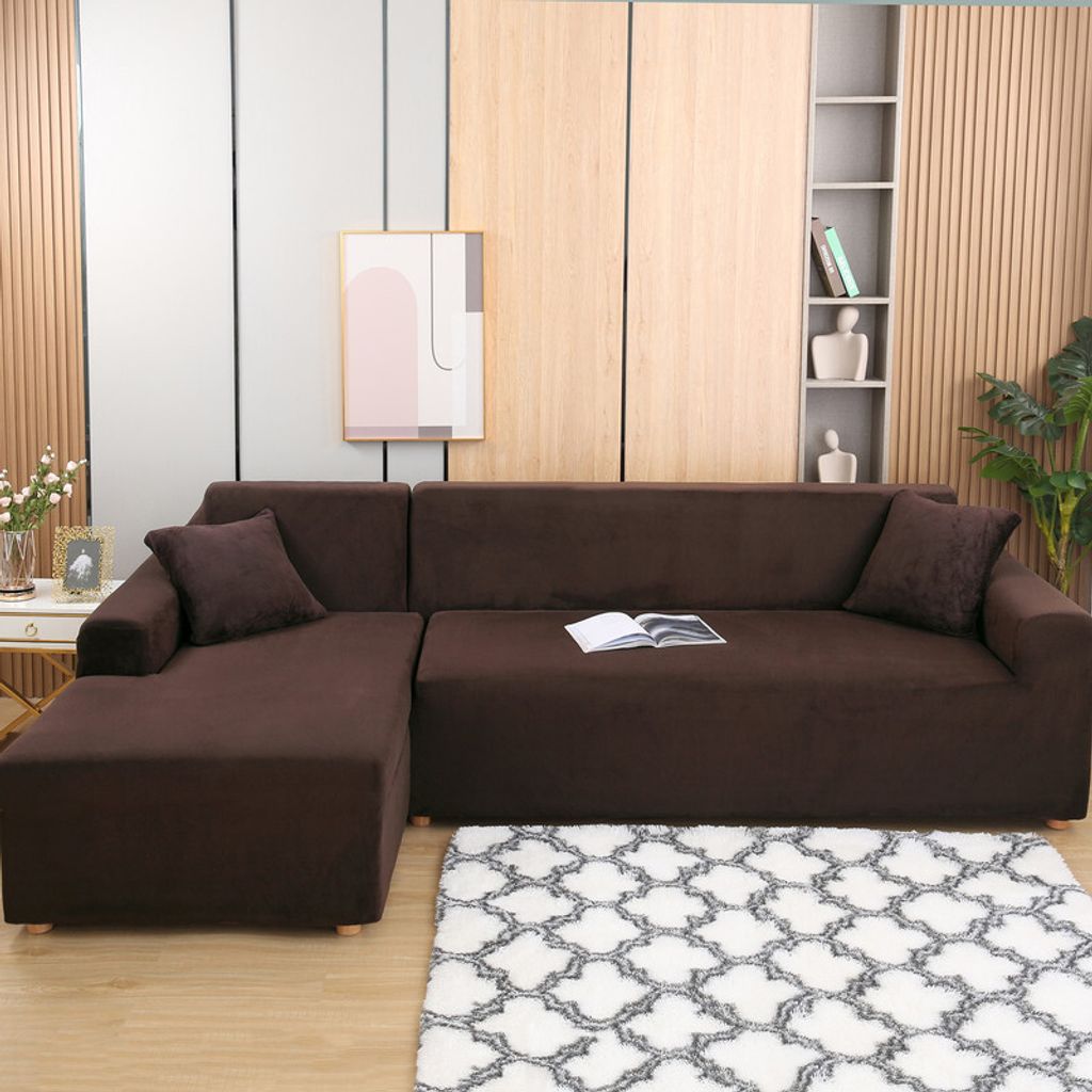 (Hnědý) Potah na pohovku ve tvaru L, 2-dílný | Kaufland.cz