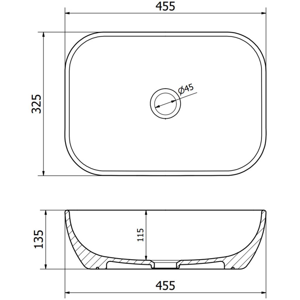 Mexen Rita Aufsatzwaschbecken 45 x 32 cm, Beige matt