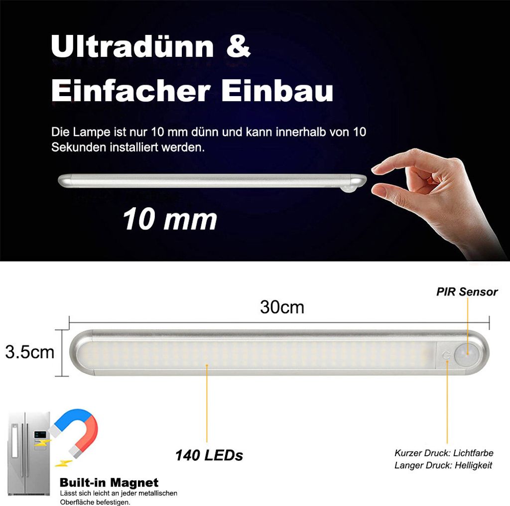 30cm LED Unterbauleuchte Aufladbar Dimmbar | Kaufland.de