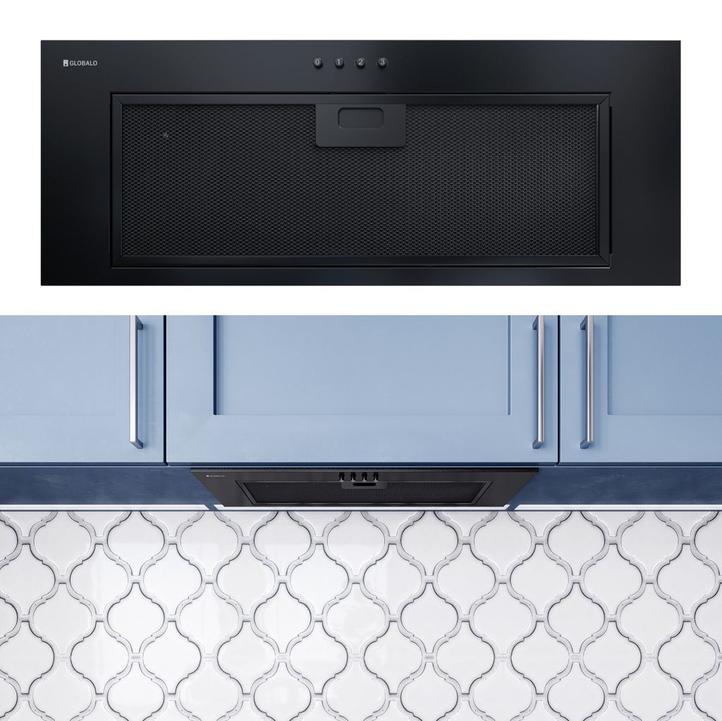 Černý odsavač par pod kuchyňskou linkou Podvěsné digestoře