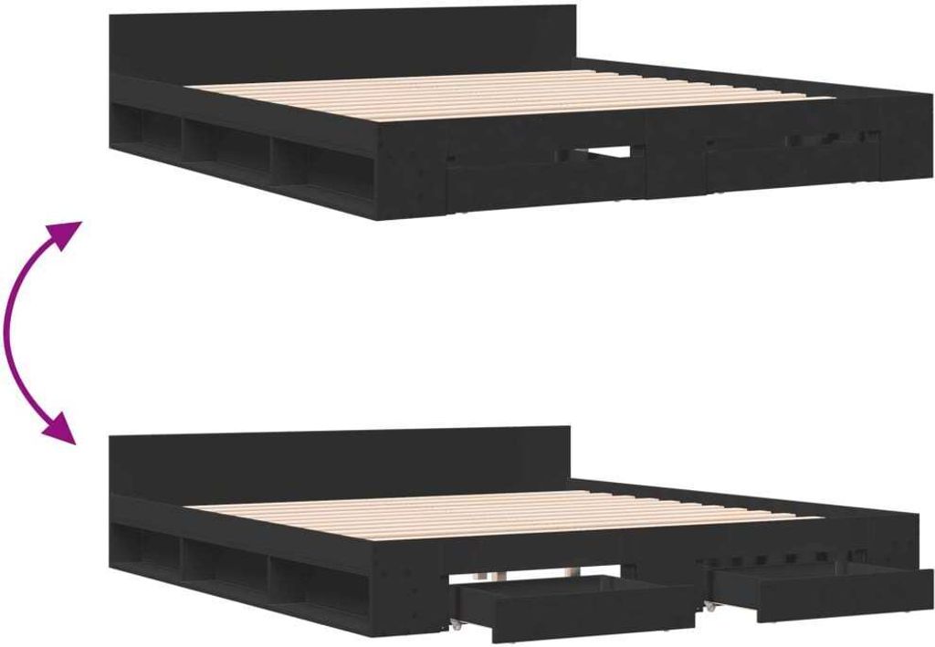 vidaXL Rám postele so zásuvkami čierny | Kaufland.sk