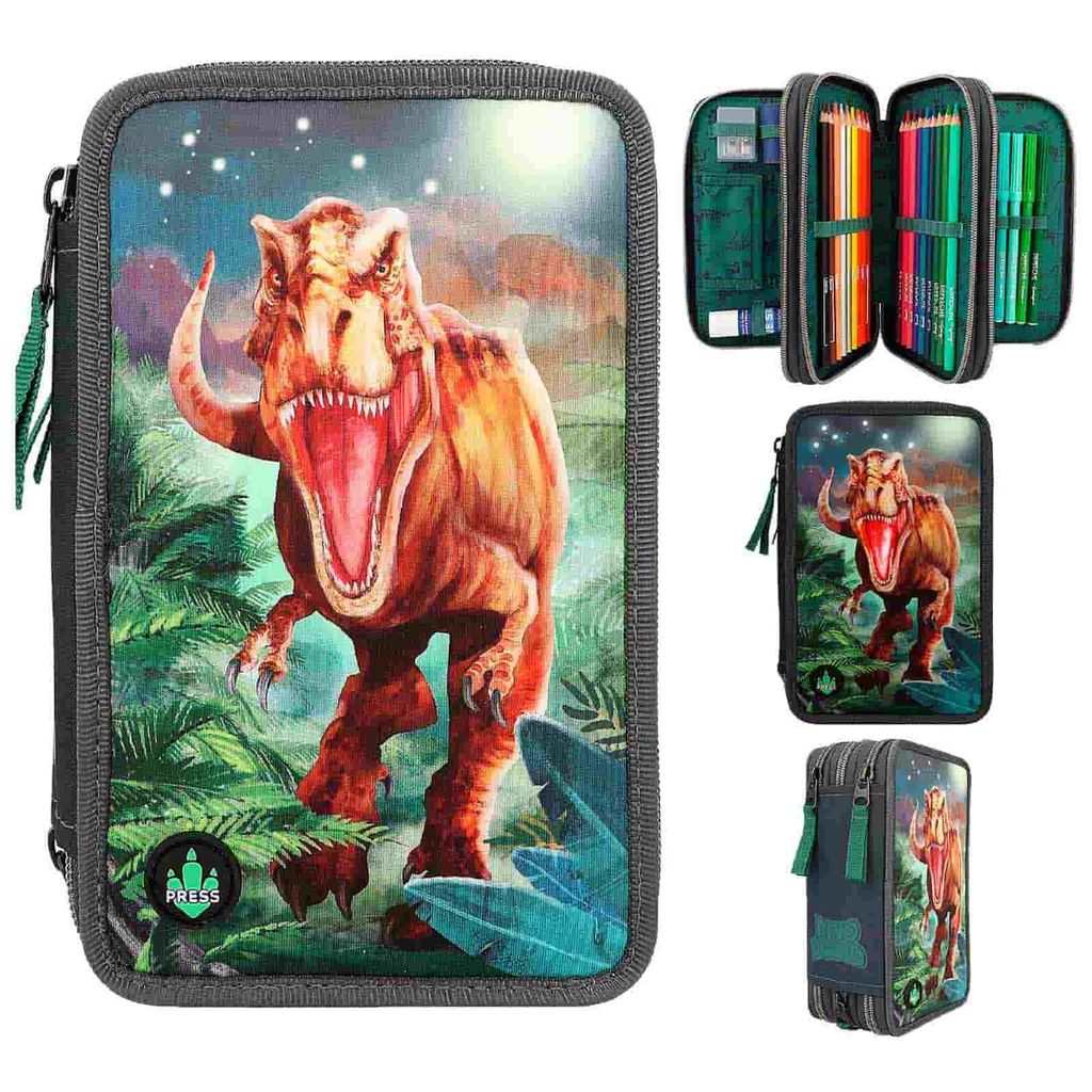 Dino World 3-Fach Federtasche LED grau | Kaufland.de