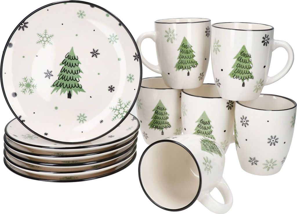 12tlg Frühstücksset Weihnachtsbaum Steingut 6 | Kaufland.de
