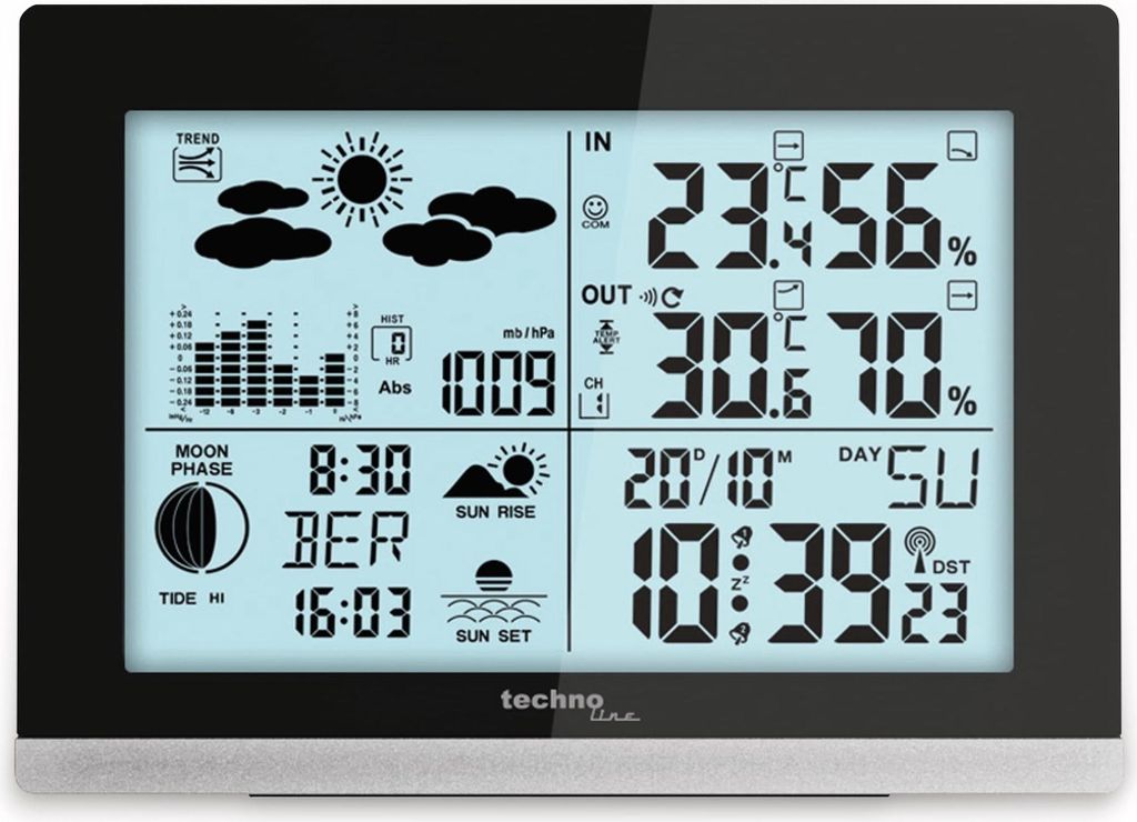 Technoline WS 6762, Čierna, Vnútorný barometer, Vnútorný
