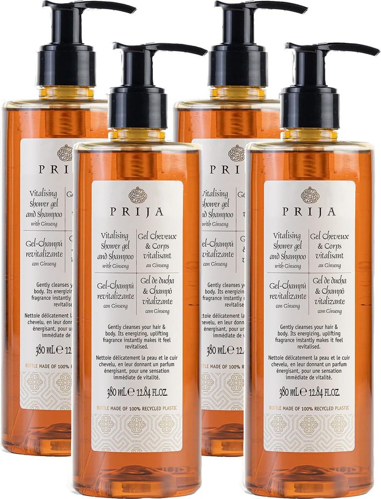 PRIJA Duschgel & Shampoo 4er Set – Ginseng – Natürlich