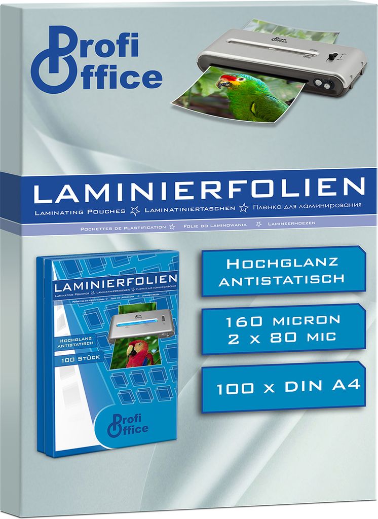 100 ProfiOffice Laminierfolien, A4, 80 mic