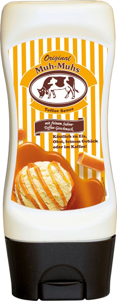 Muh Muhs Original Toffee Sauce in einer Kopfstandflasche