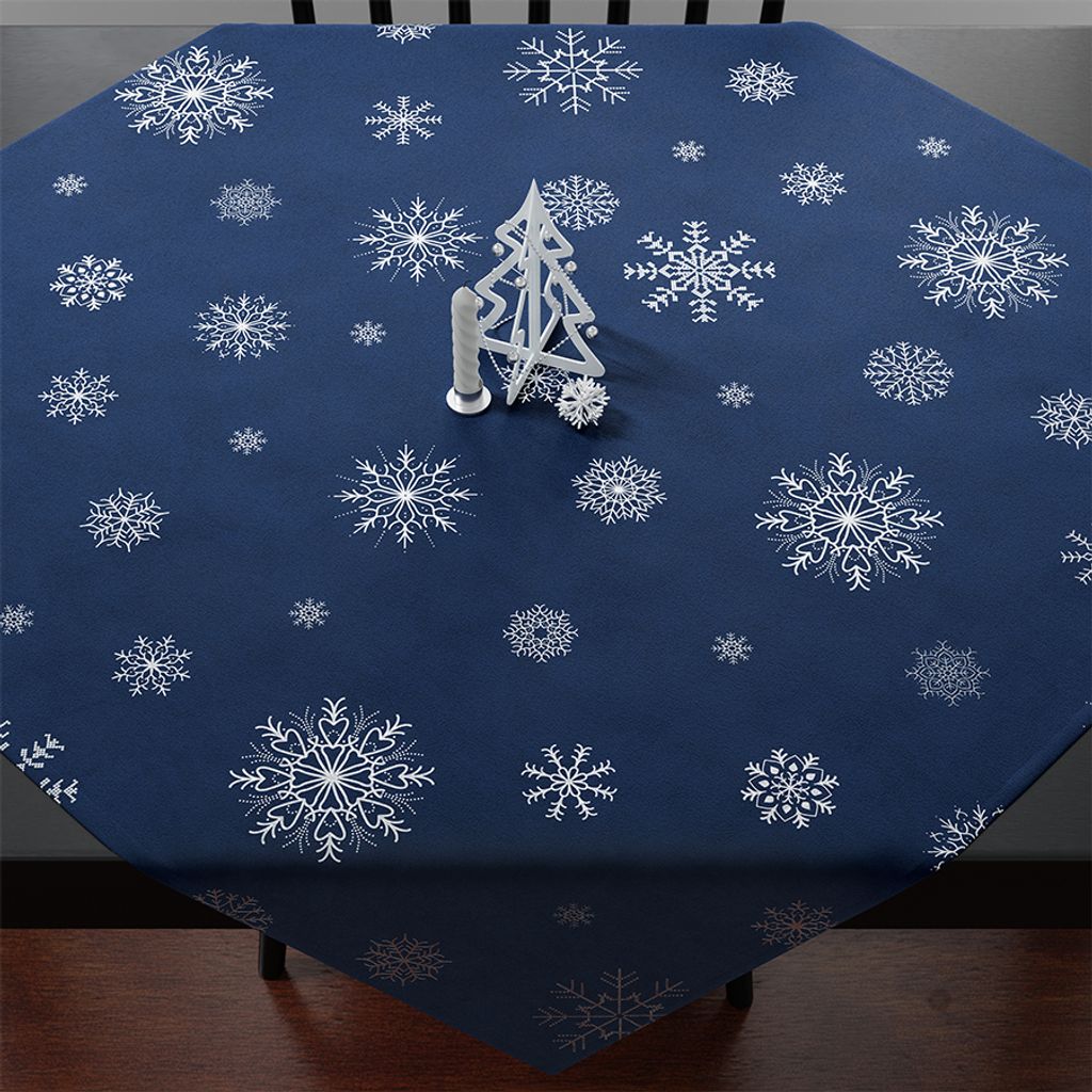 Vánoční ubrus na stůl SNOWFLAKE modrá 85x85 | Kaufland.cz