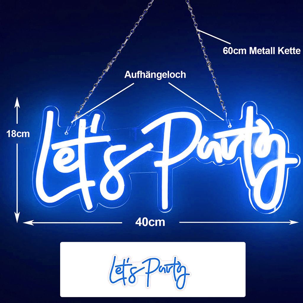 Let's Party Leuchtreklame LED Neonlicht USB | Kaufland.de