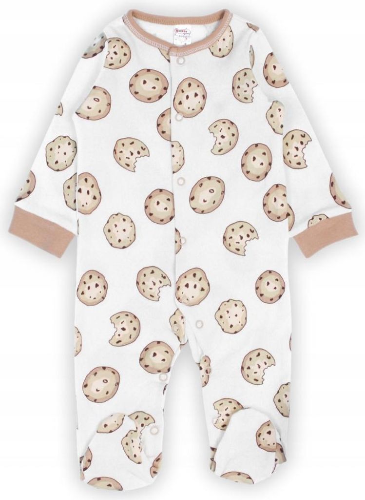 Baby Strampler – Ganzkörper mit Keks-Motiv – Weiß – Größe