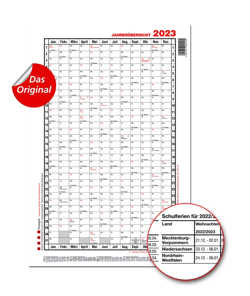 GÜSS-Jahresübersicht DIN A1 Hochformat 2023 | Kaufland.de