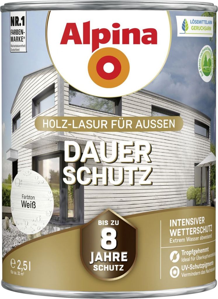 Alpina Dauer-Schutz 2,5 L weiß Holzlasuren | Kaufland.de