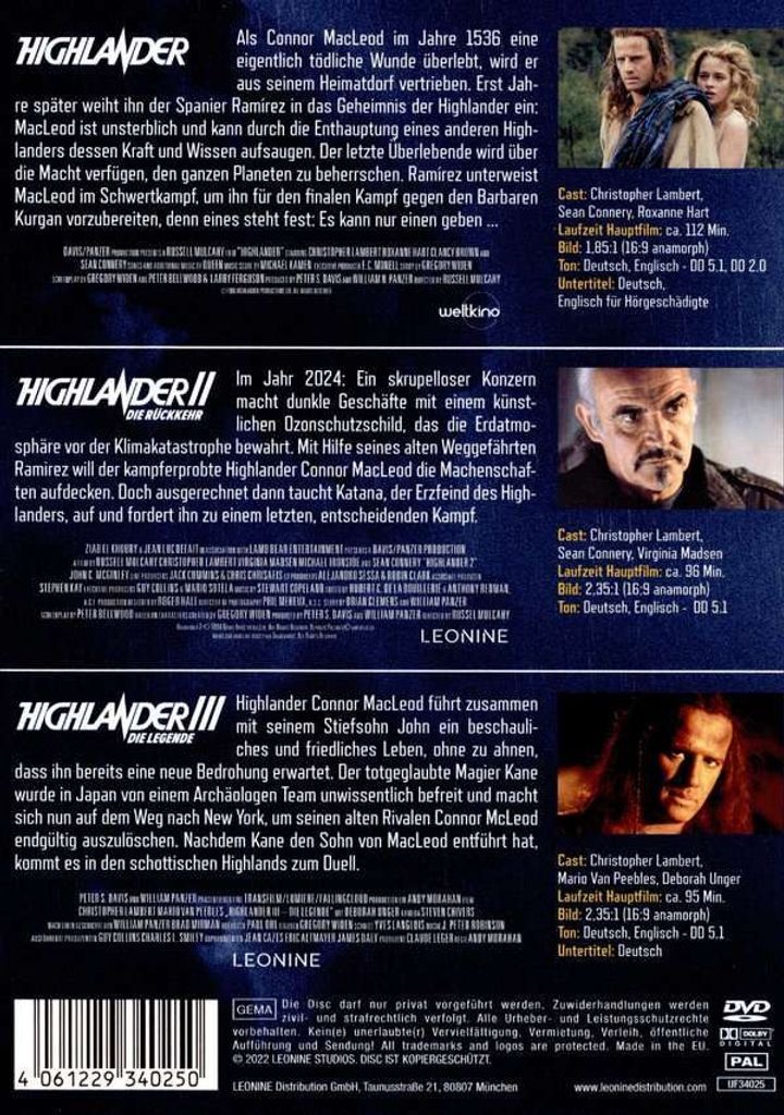 Highlander Trilogie (DVD) 3Disc Min: (DVD | Kaufland.sk